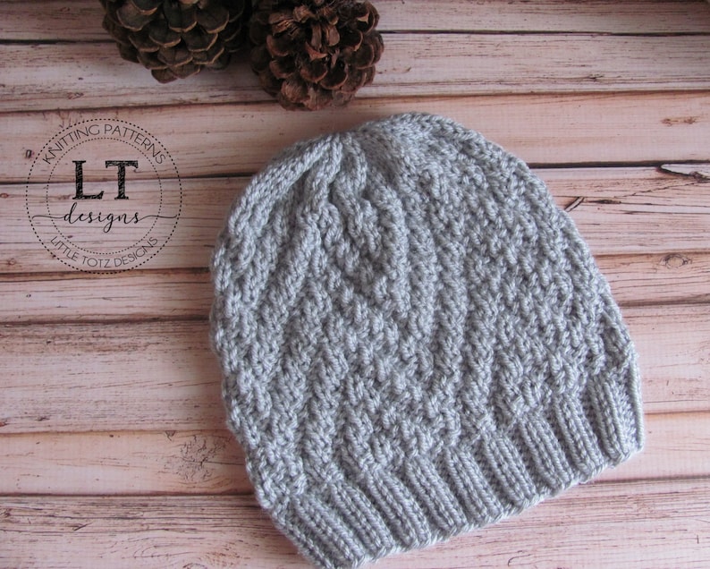 The Ridge Knit Hat Pattern - Adult Size - Worsted Weight Yarn - PDF ...
