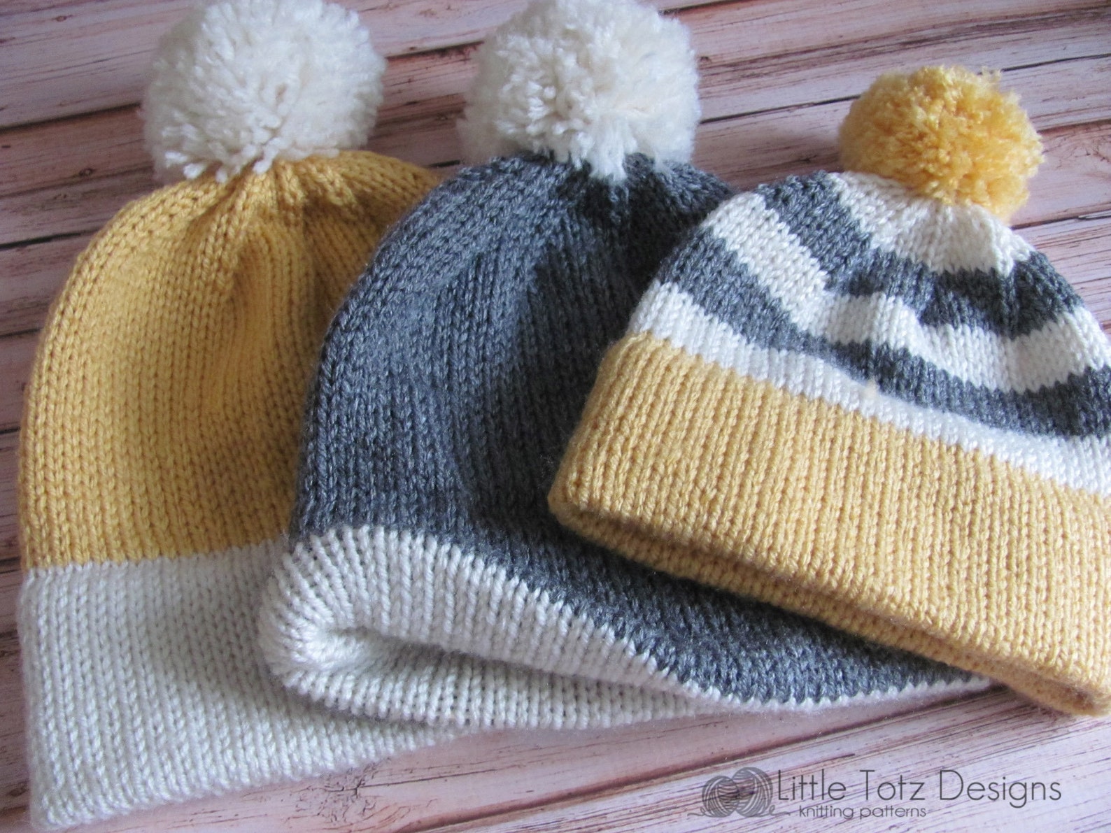 Double Brim Knit Hat PATTERN - 3 Sizes - Adult, Child and Toddler - PDF ...