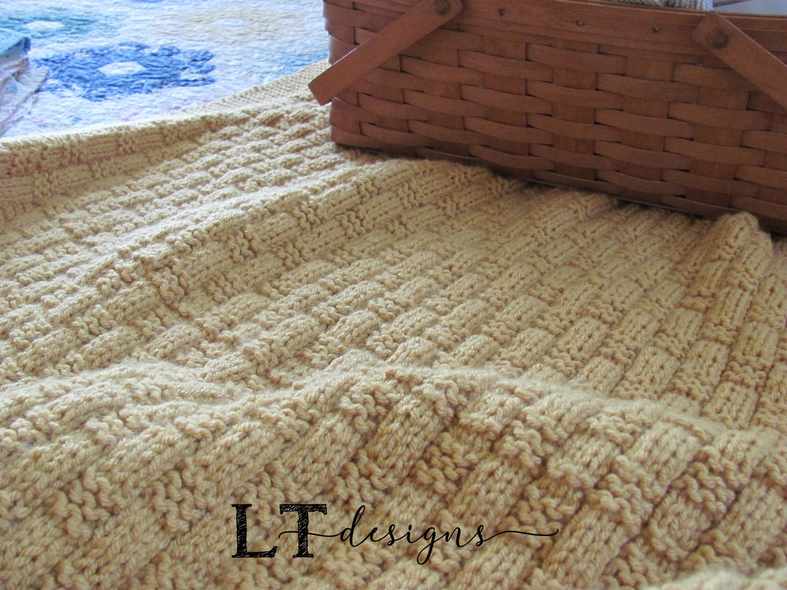 Blanket KNITTING Pattern/basket Weave/throw/ Worsted Weight Yarn/ Easy ...