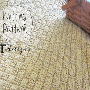Blanket KNITTING Pattern/basket Weave/throw/ Worsted Weight Yarn/ Easy ...