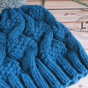 The Chloe Cable Knit Hat Pattern - Adult Size - Worsted Weight Yarn ...