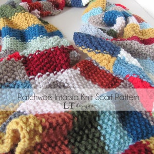 Stash Buster Patchwork Knit Scarf Pattern - Adult Size - Worsted Weight Yarn - PDF Pattern ...