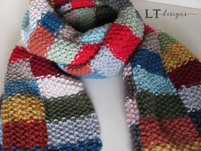 Stash Buster Patchwork Knit Scarf Pattern Adult Size - Etsy