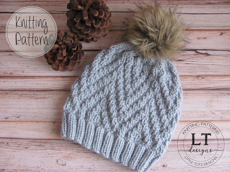The Ridge Knit Hat Pattern - Adult Size - Worsted Weight Yarn - PDF ...