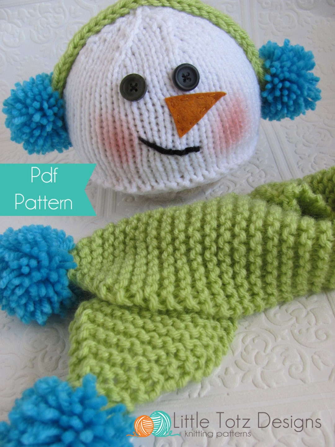 Snowman Hat and Scarf Set - Knitting Pattern - 3 Sizes - Etsy