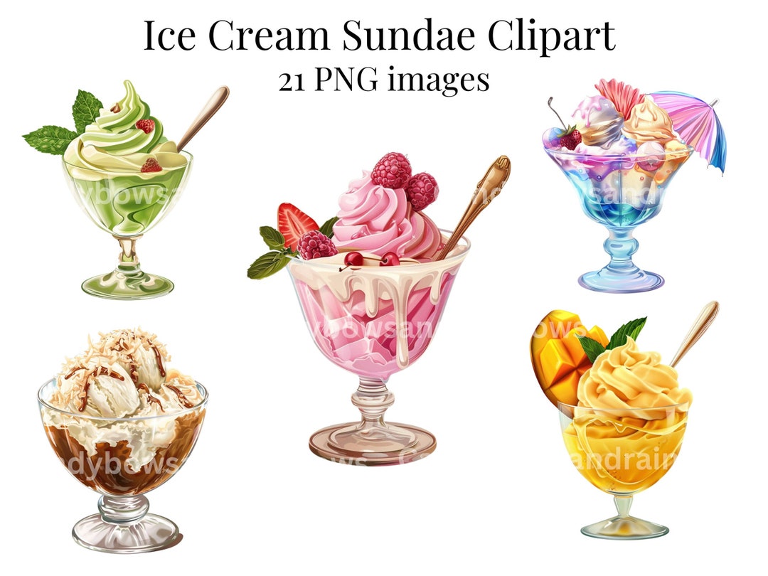 Cute Ice Cream Sundaes Clipart - 21 Files - PNG Clipart - for ...