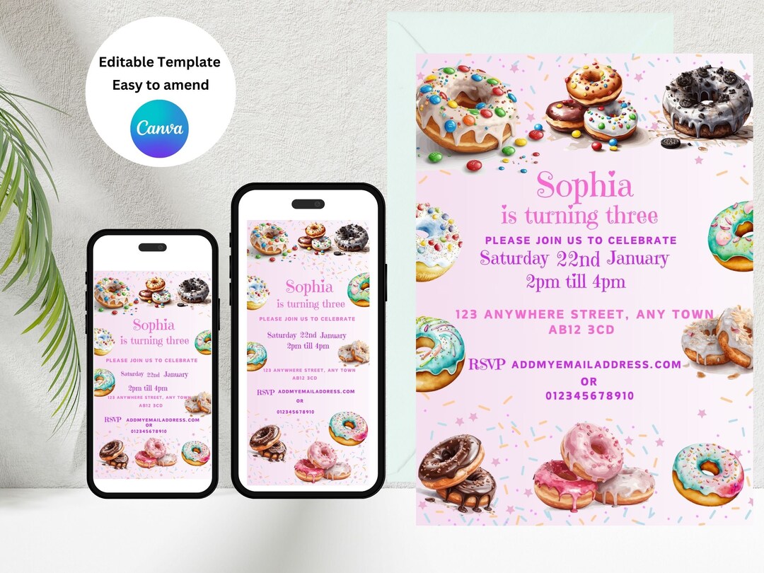 EDITABLE Birthday Party Invitation Template DIGITAL DOWNLOAD Cute Tasty ...