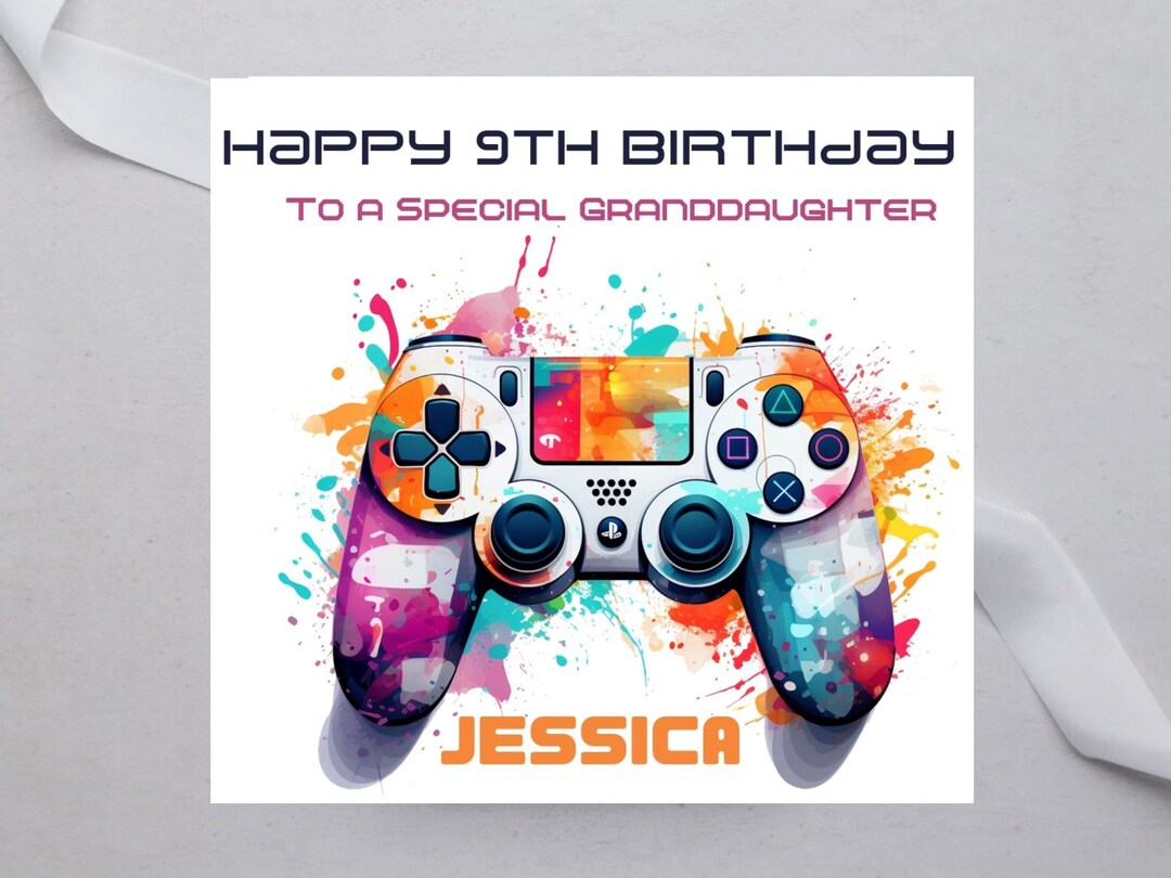 Personalised Birthday Card Bright Gaming Controller Birthday Card ...