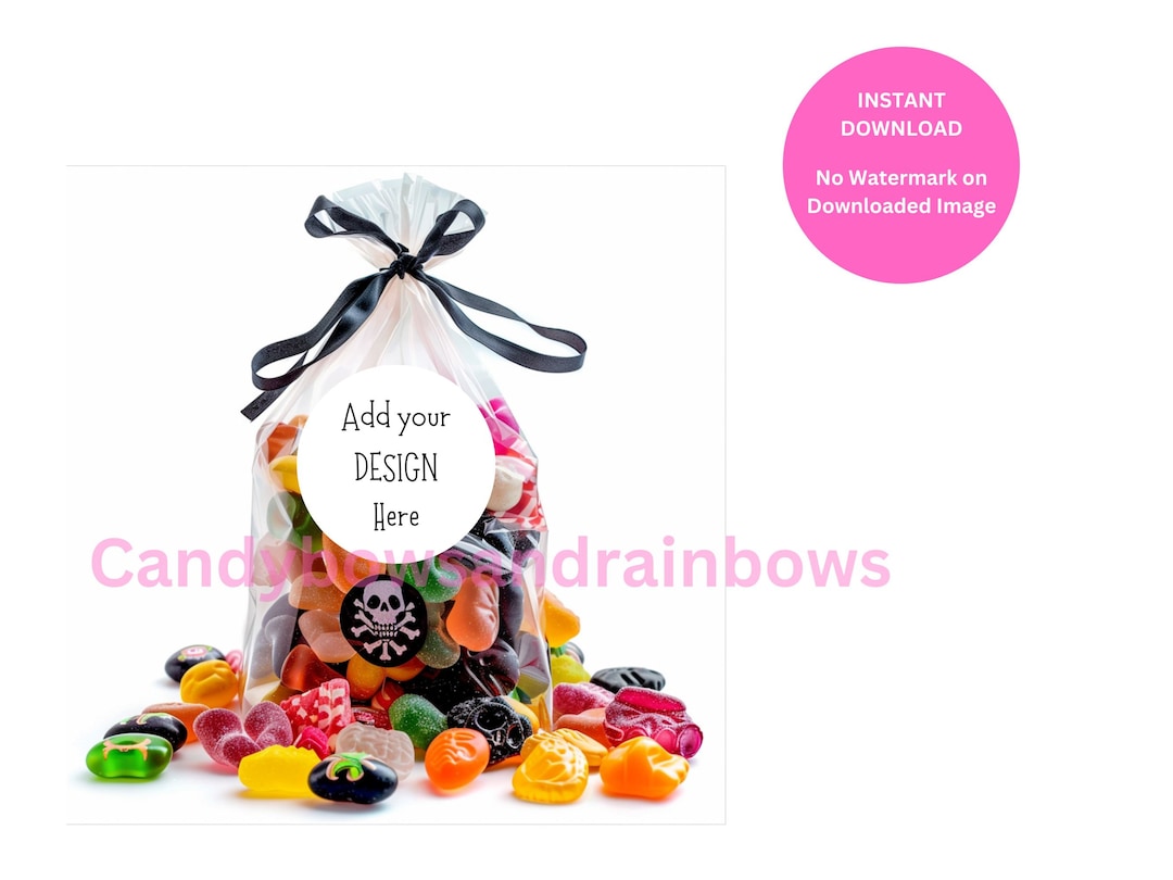 Pirate Themed Candy Bag Sticker Mockup - Bag of Candy Bag Mockup ...