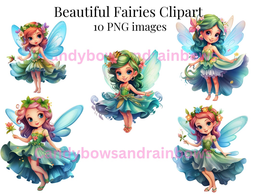 Cute Fairies Clipart - 10 Files - PNG Clipart - for Commercial Use - Etsy