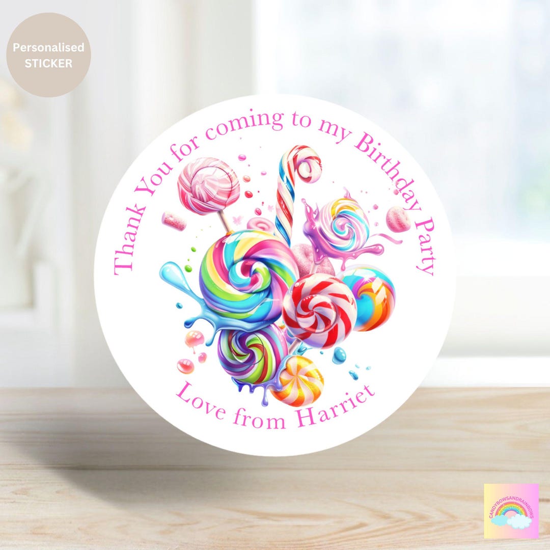 Personalized Candy Explosion Birthday Stickers: Party Favor Labels, Set ...