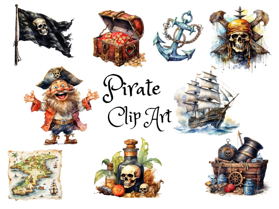 Pirate Watercolour Clipart Pirates PNG Clipart for Commercial Use - Etsy