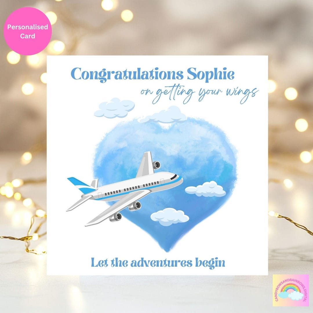 Personalised Cute Cabin Crew Congratulations on Getting Your Wings ...