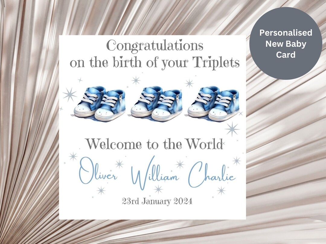Personalised New Baby Triplets Birth Congratulations Card Welcome to ...