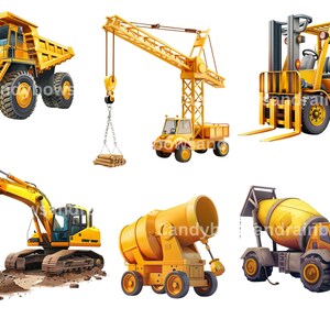 Cue Construction Clipart - 31 Files - Diggers, Forklift, Excavators PNG ...
