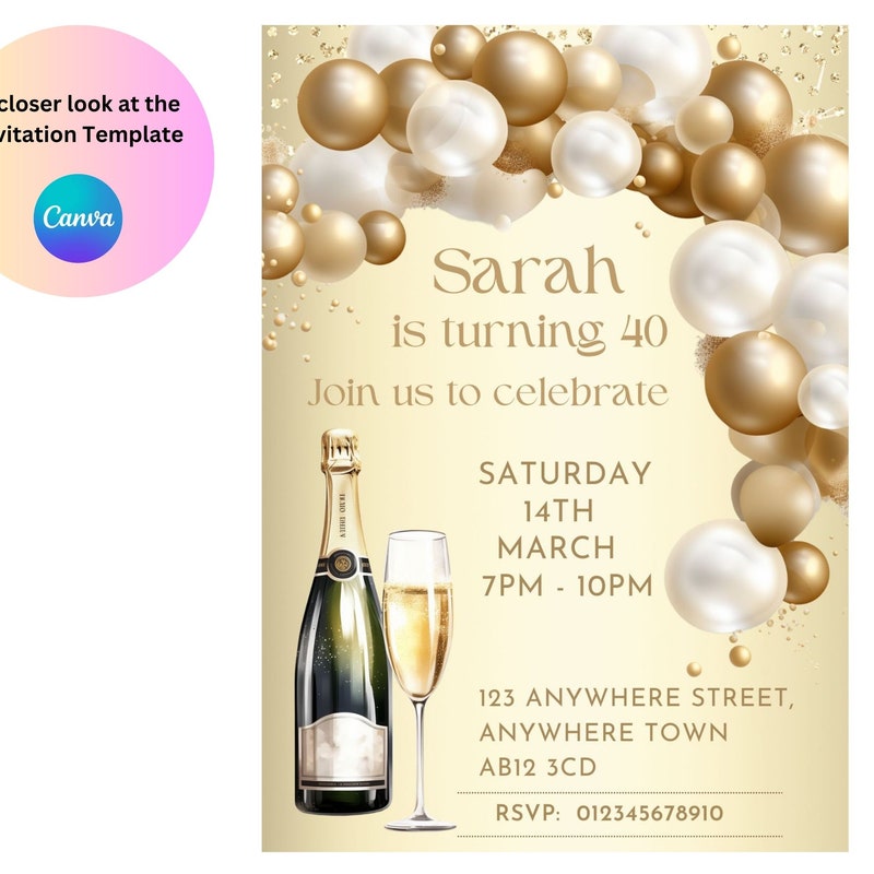 Champagne Invitation - Etsy