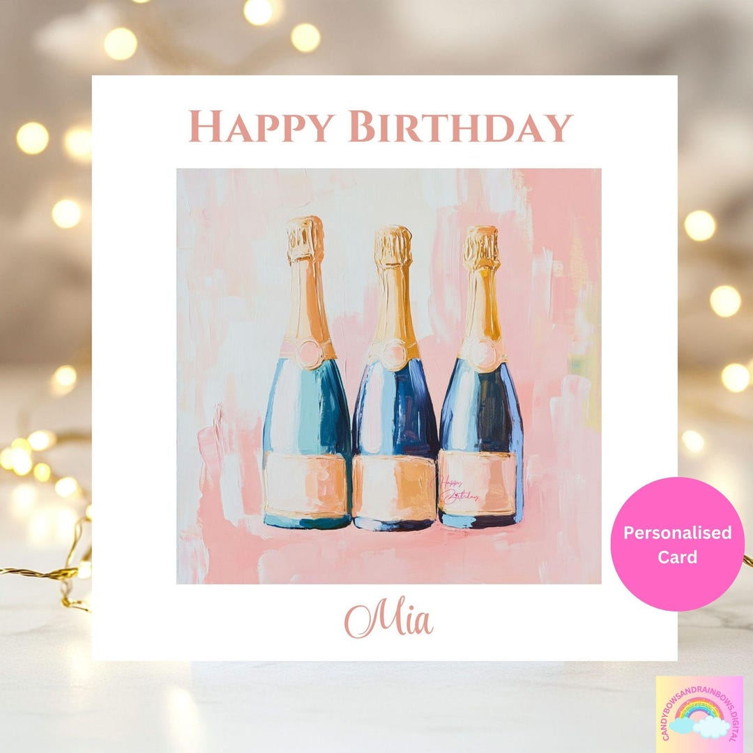 Personalised Abstract Champagne Bottles Birthday Card Classy Birthday ...
