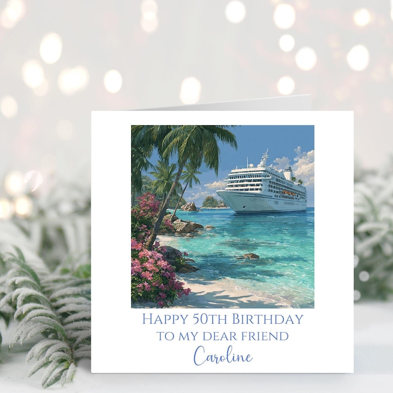Personalized Cruise Ship Birthday Card - Watercolor Design - Etsy