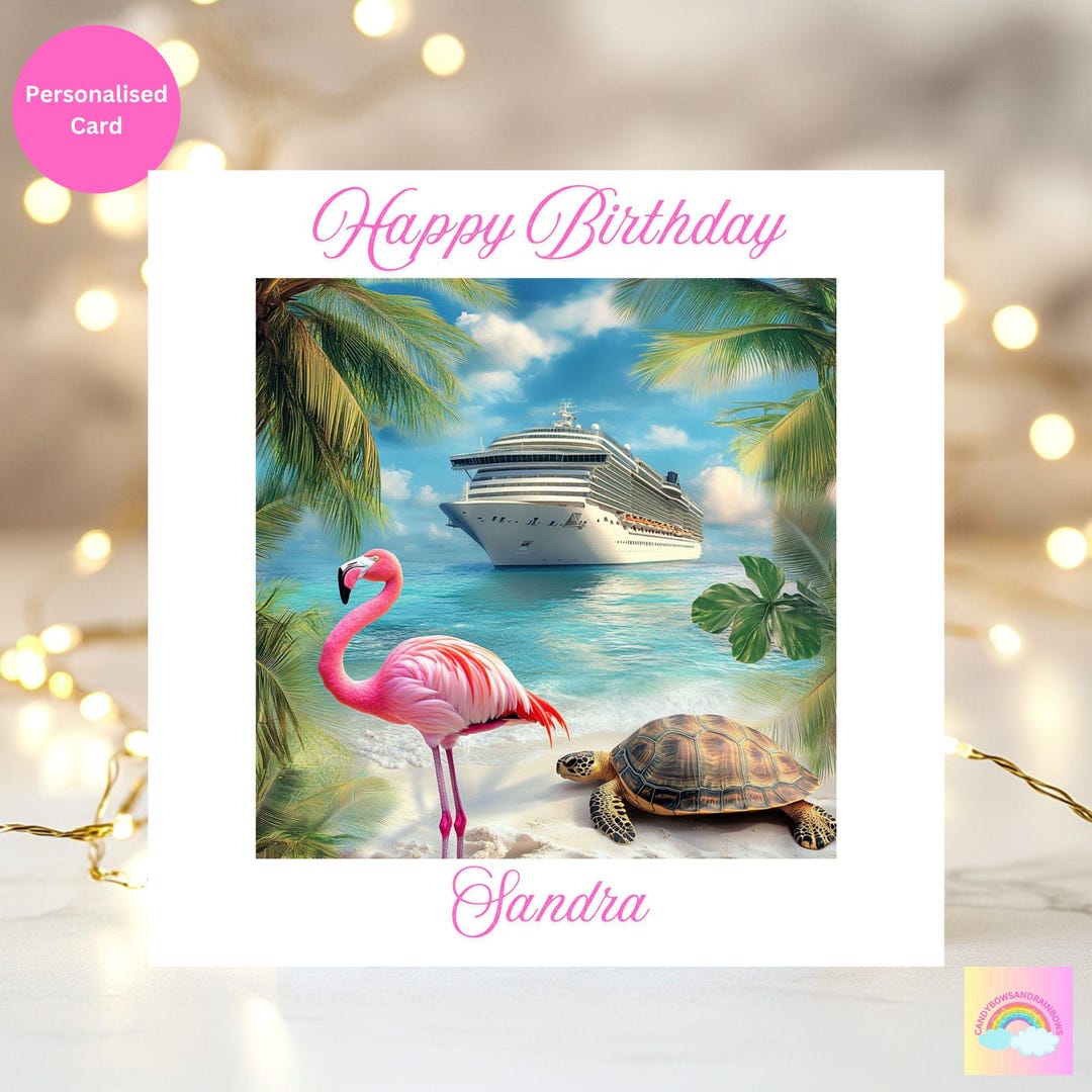 Personalized Cruise Ship Birthday Card: Tropical Flamingo Design - Etsy UK