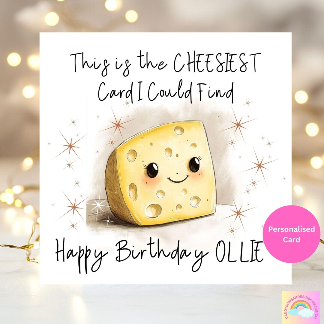 Personalised Cartoon Cheese Birthday Card Cheese Love Birthday Card ...