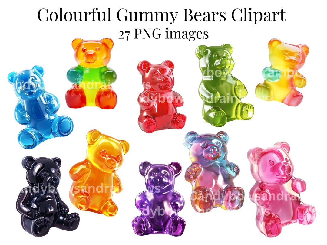 Colorful Gummy Bears Clipart: 27 PNG Images - Etsy