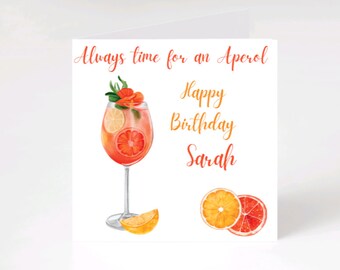 Cocktail Birthday Card for Her. Aperol Cocktail. Personalised. - Etsy UK