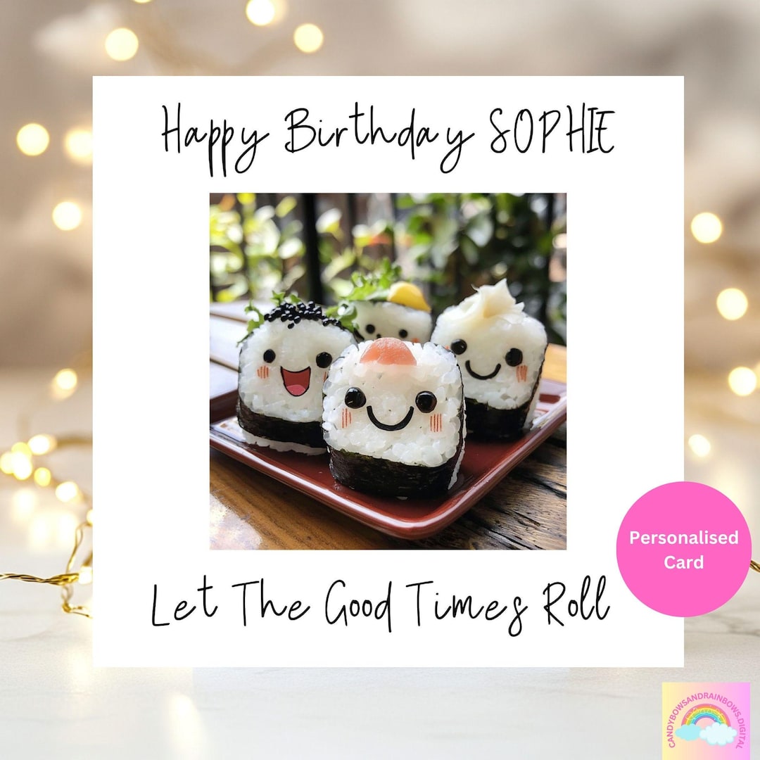 Personalised Sushi Birthday Card Fast Food Birthday Card Foodie ...