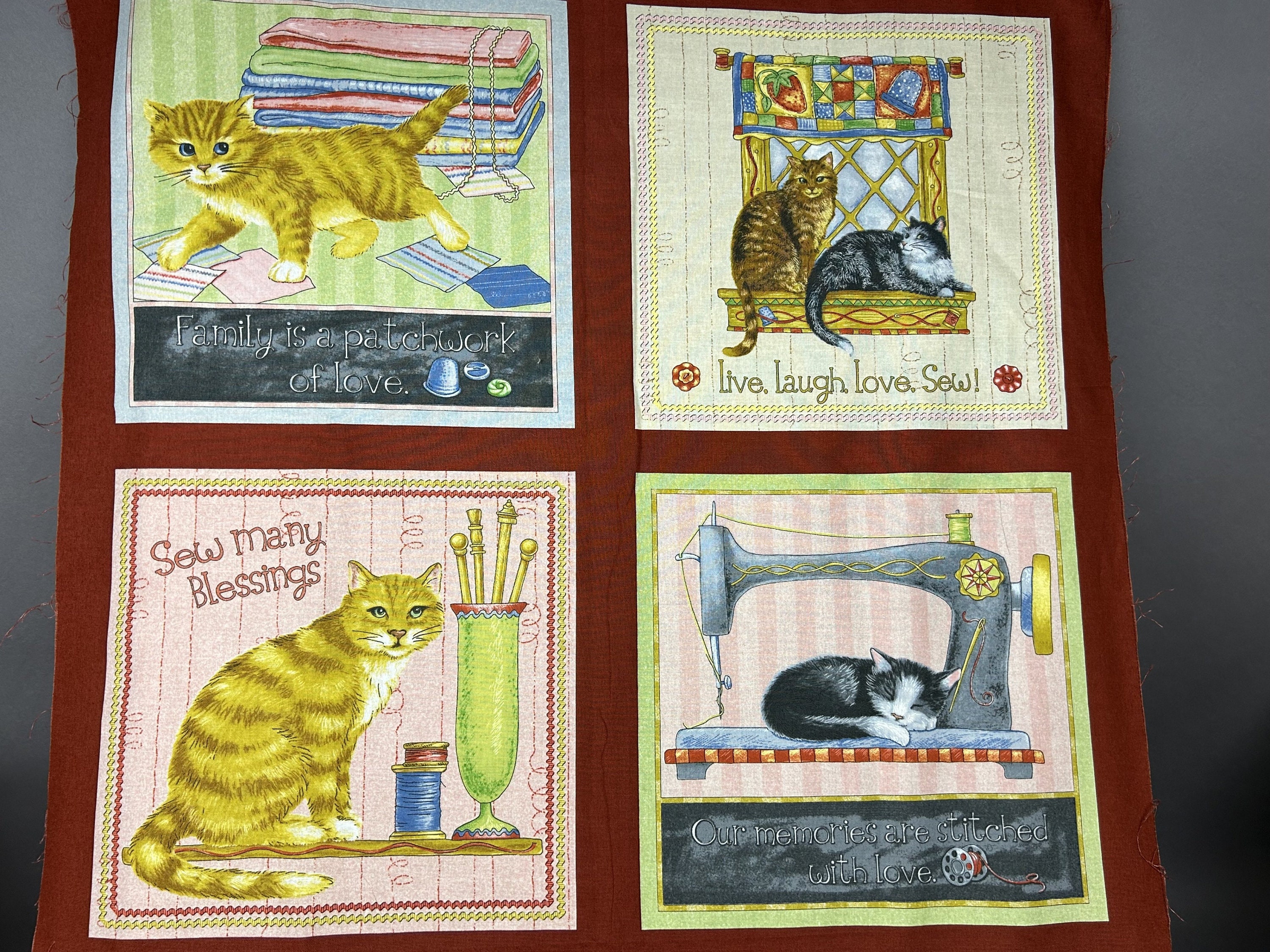 Purrfect Notions Fabric Panel Cats and Sewing Jacqueline Decker for RJR ...