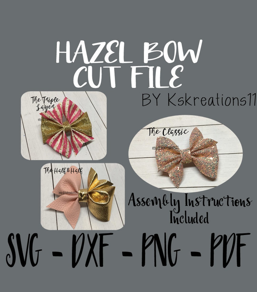 Hazel Bow Cut File SVG Bow Cut File Dxf Template - Etsy