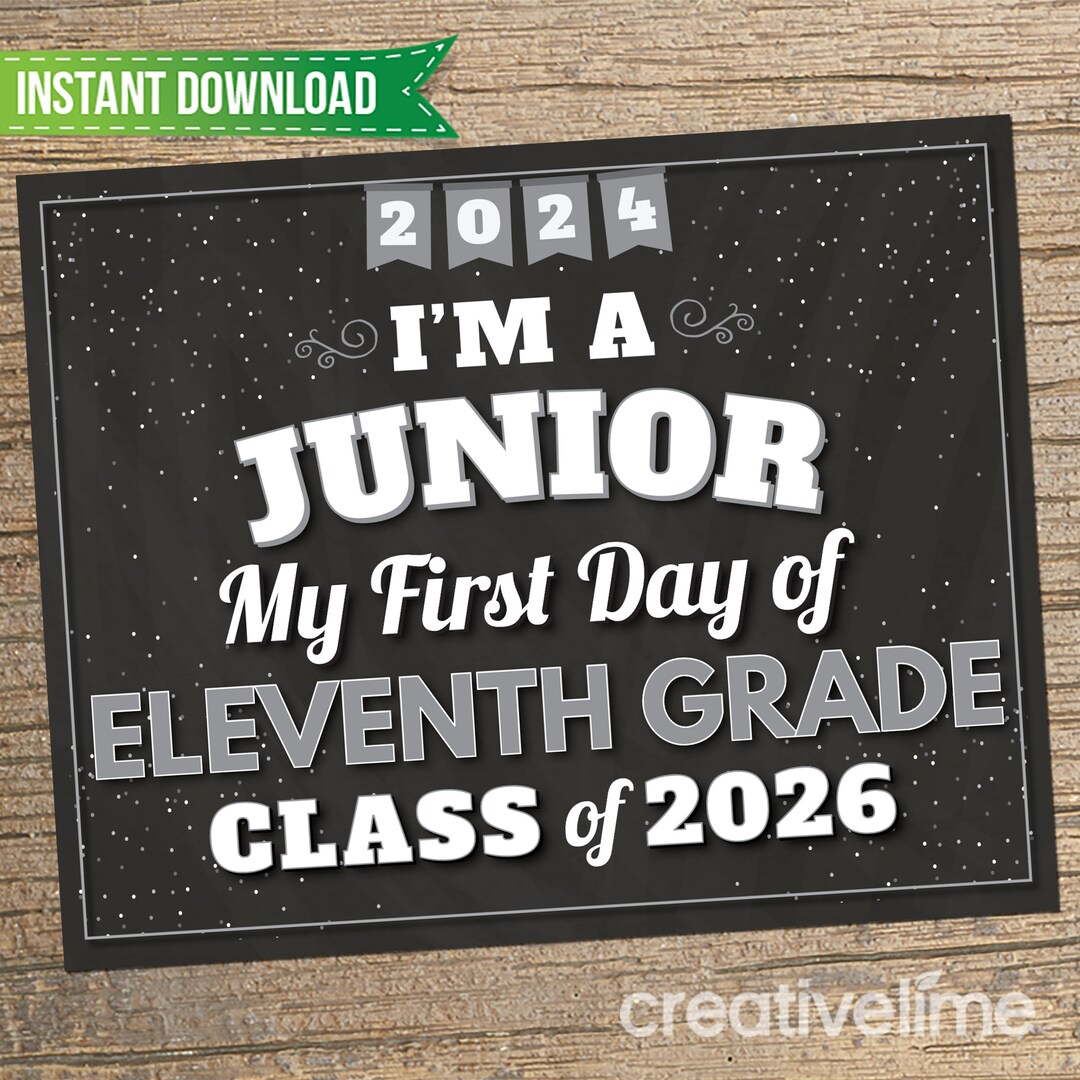First Day of Junior Year Grade 11 Sign 1st Day of High School First Day ...
