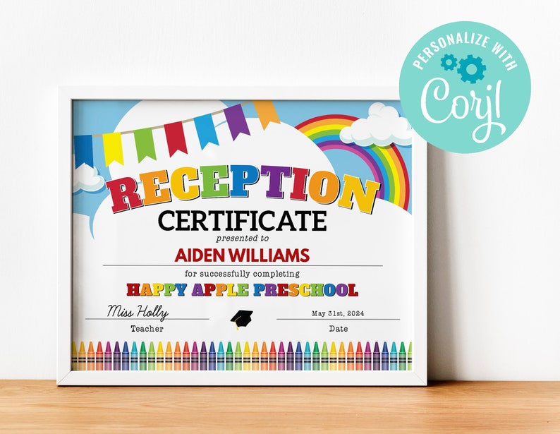 EDITABLE, INSTANT DOWNLOAD Printable Reception Graduation Certificate ...