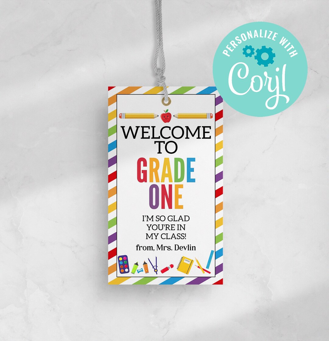 INSTANT DOWNLOAD Welcome to Grade School Gift Tag Printable, Any Grade ...