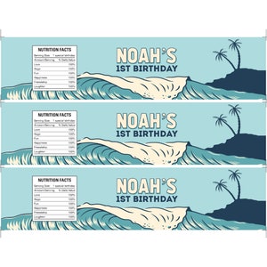 EDITABLE, INSTANT DOWNLOAD Surf Water Bottle Labels, Editable Surf ...