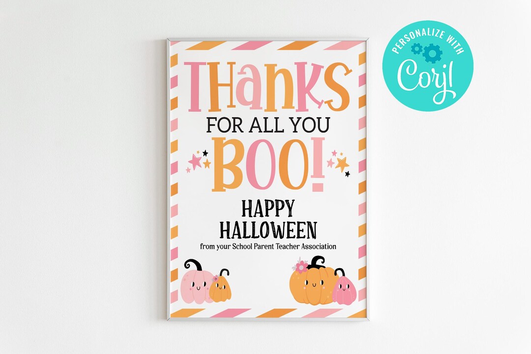 Halloween Party Sign: Thanks for All You Boo, Editable 8x10 (digital ...