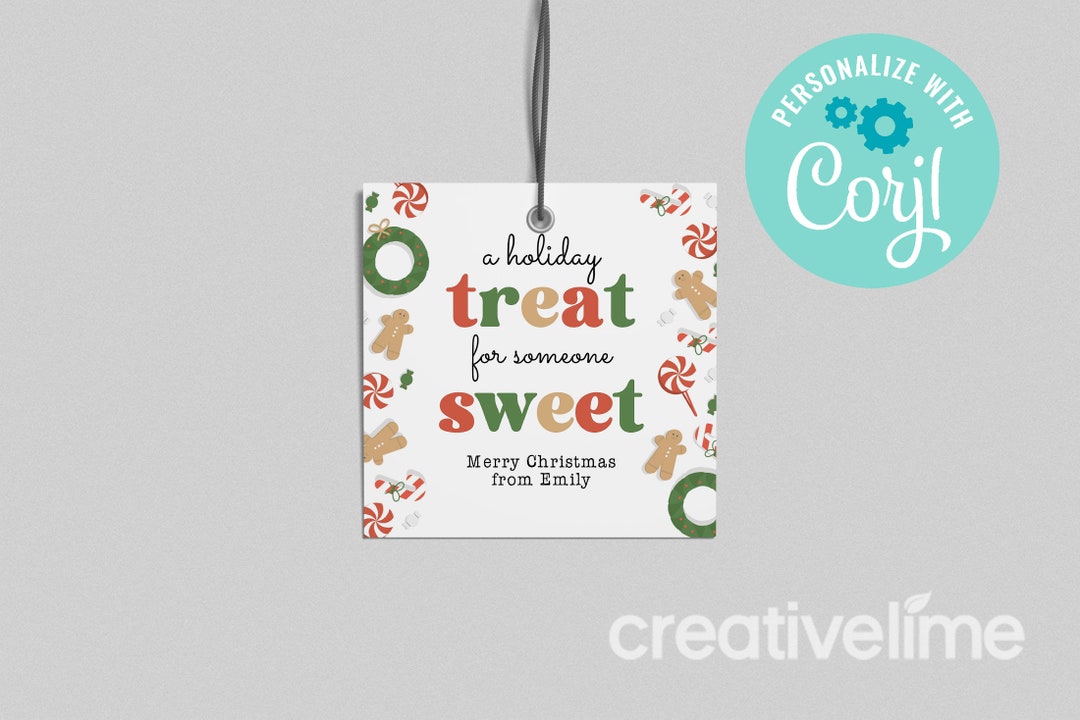 Editable Christmas Treat Tag: Festive Holiday Favor (instant Download ...