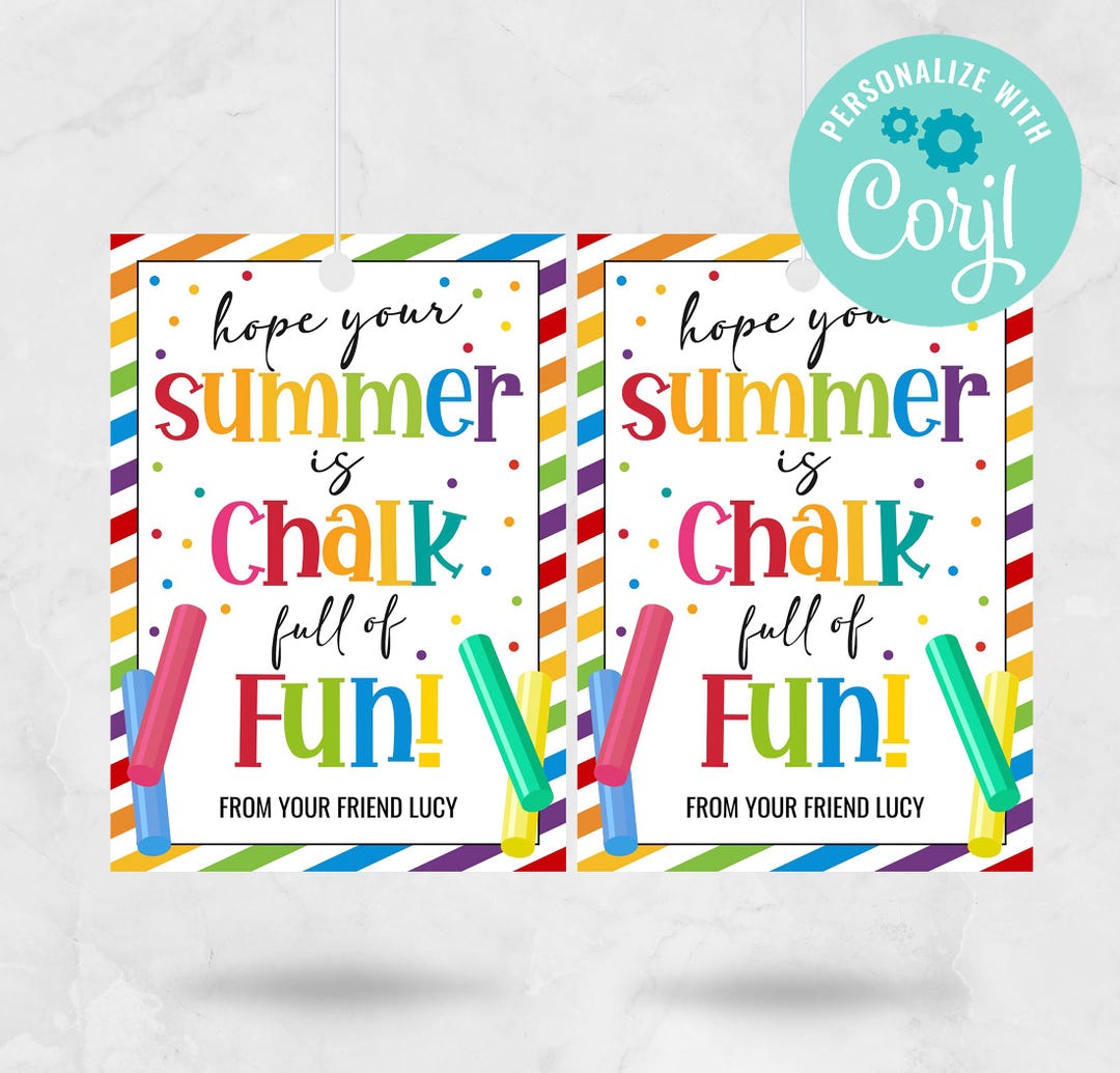 Chalk Full of Fun Gift Tag: End of School Year (editable, Instant ...