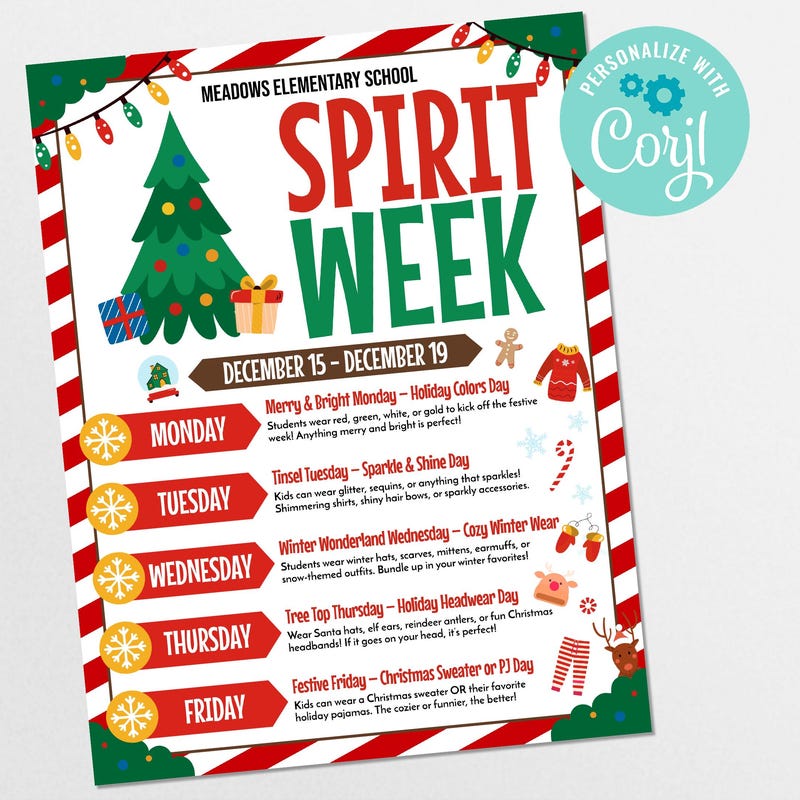 Holiday Spirit Week Flyer - Etsy
