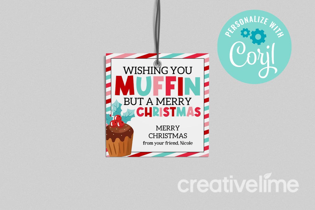 EDITABLE, INSTANT DOWNLOAD Wishing You Muffin but A Merry Christmas ...