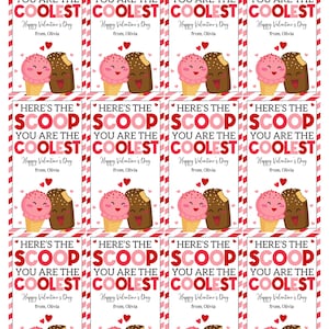 EDITABLE, INSTANT DOWNLOAD Printable Ice Cream Valentine's Day Gift Tag ...