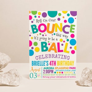 Bouncy Ball Birthday Party Invitation: Editable Girl Invite (instant ...