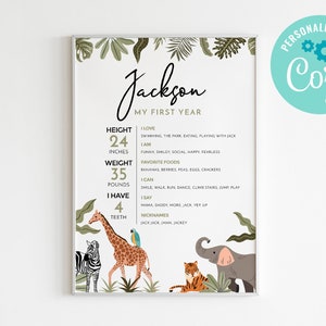 EDITABLE, INSTANT DOWNLOAD Wild One Two Wild Milestone Board Jungle ...