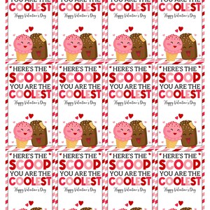 EDITABLE, INSTANT DOWNLOAD Printable Ice Cream Valentine's Day Gift Tag ...