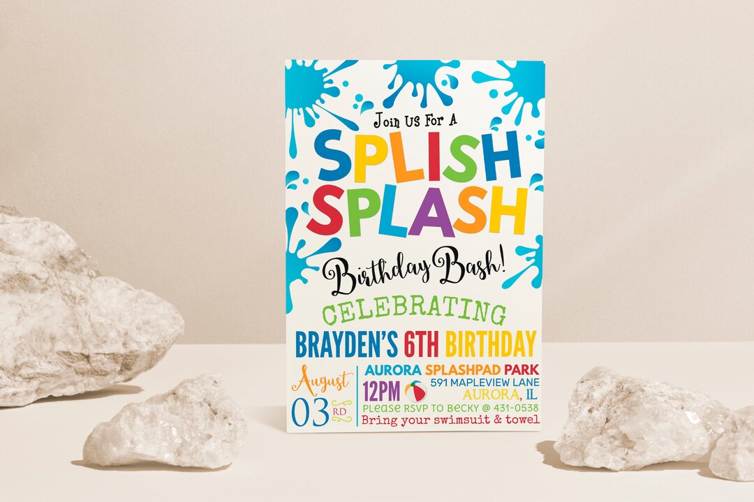 Splish Splash Birthday Invitation: Water Park Party (EDITABLE, INSTANT ...