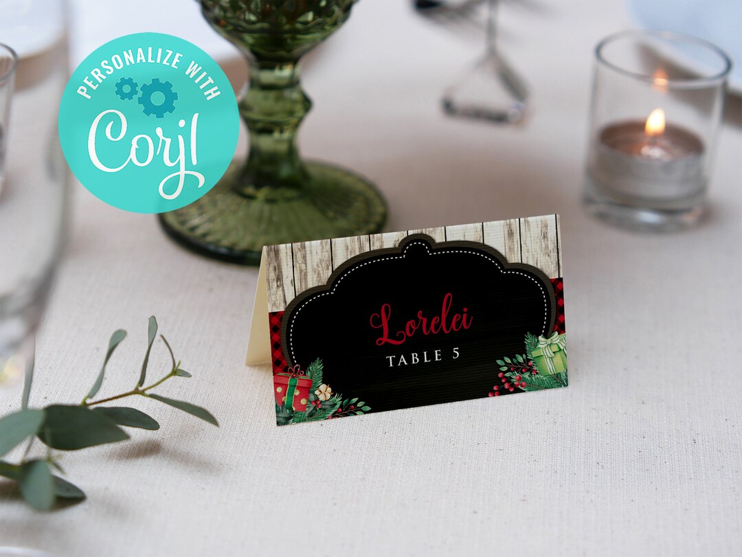 Printable Christmas Place Card Template: Editable Holiday Seating ...