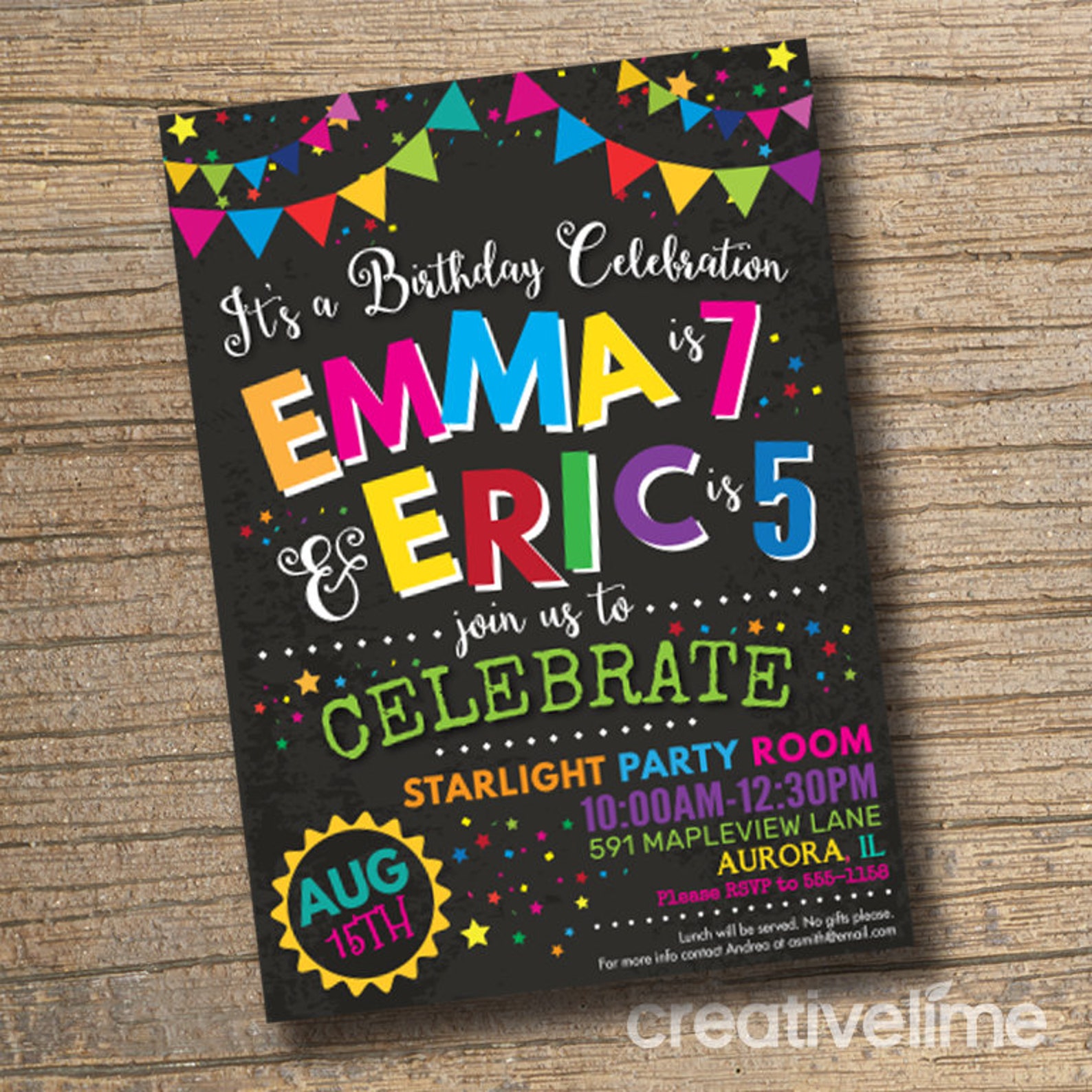Joint Combined Birthday Party Invitation Twins Birthday - Etsy