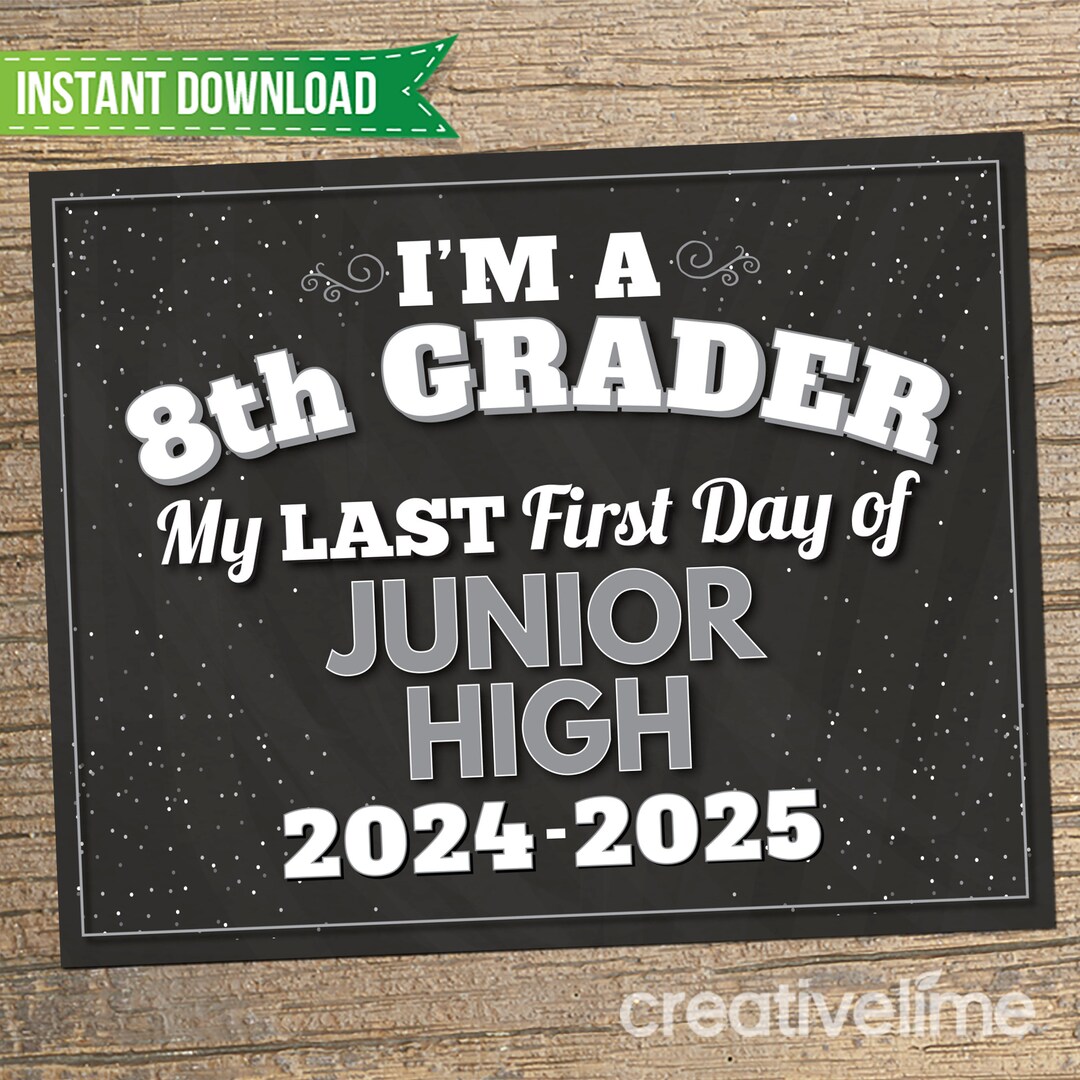 Last First Day of 8th Grade Sign First Day of Eighth Grade 1st Day of ...