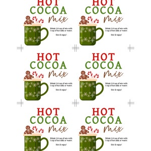 EDITABLE, INSTANT DOWNLOAD Holiday Hot Cocoa Printable Gift Tag ...