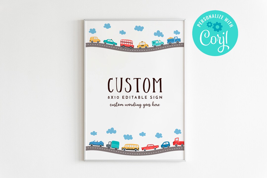 Transportation Birthday Party Sign Template: Cars, Trucks, Vehicles ...
