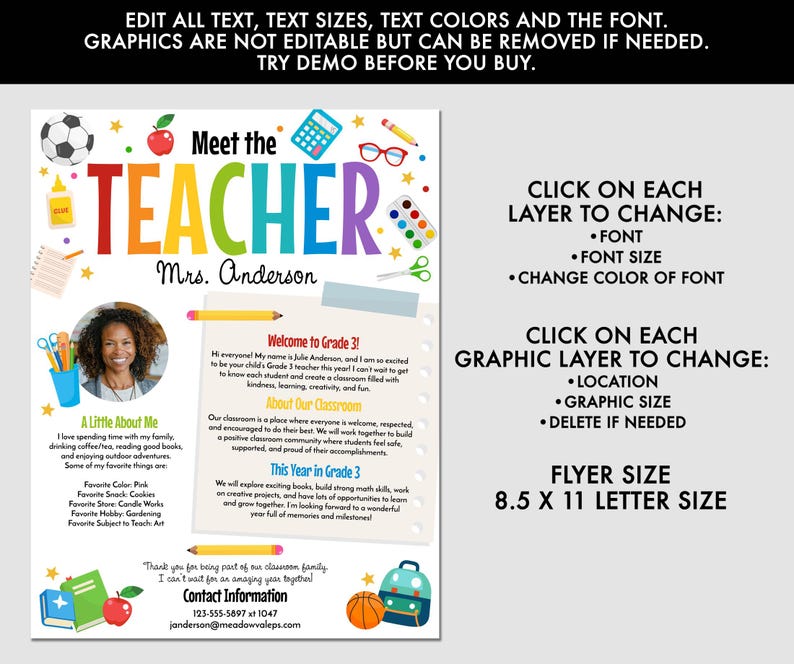 Editable Meet the Teacher Template, Back to School Newsletter, Teacher ...