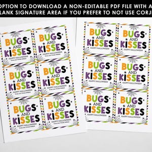 Bugs & Kisses Happy Halloween Gift Tag, Trick or Treating Bag Tag ...